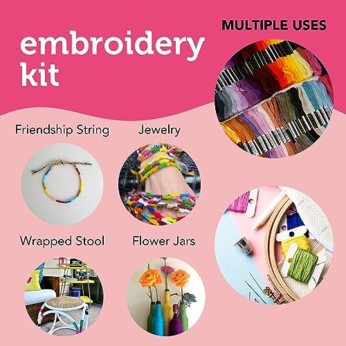 Incraftables Embroidery Thread for Bracelets 100pcs. Embroidery Floss for Friendship Bracelets String Making. Embroidery Floss Kit w/Needles, Threaders & Yarn Tools. Best Cross Stitch Rainbow Skeins
