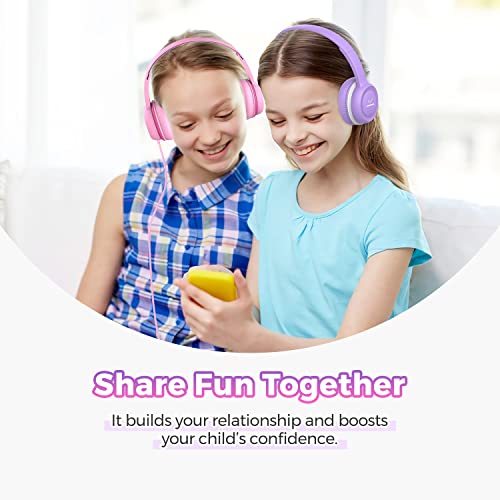 vinamass Kids Headphones, Wired Headphones with 85dB Volume Limiting, 3.5mm Jack Adjustable On Ear Headphones for Kids, Boys, Girls, Study, School