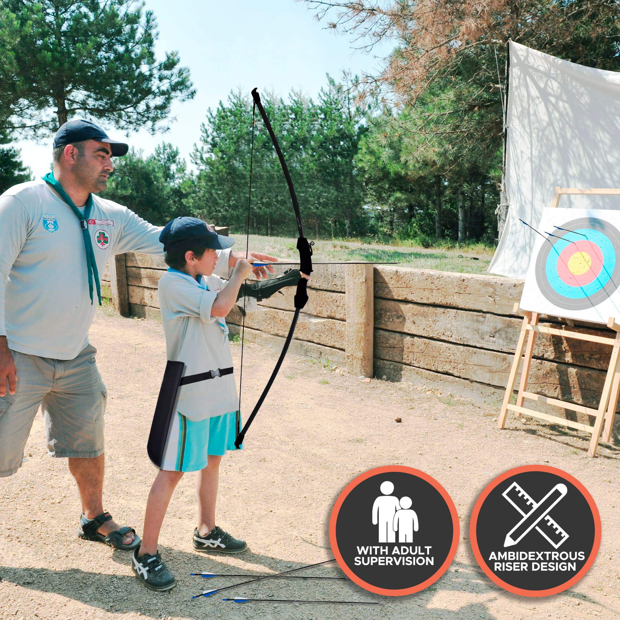Keshes Archery Recurve Bow and Arrow Youthbow Set - 44" Beginner Breakdown Bows for Outdoor Practice β Longbow kit with Equipment for Youth and Kids