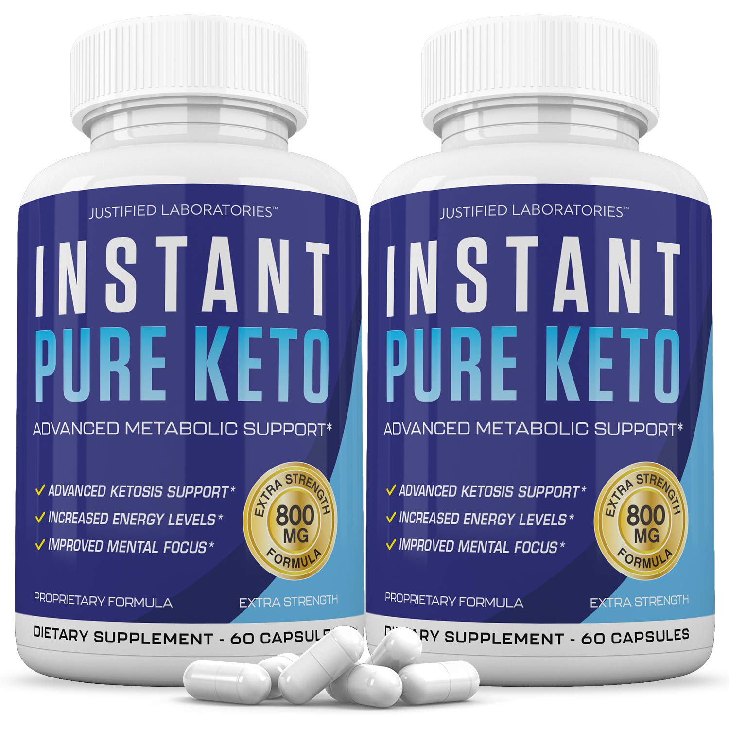 Instant Pure Keto Pills Advanced BHB Boost Ketogenic Supplement Exogenous Ketones Ketosis for Men Women 60 Capsules 2 Bottle