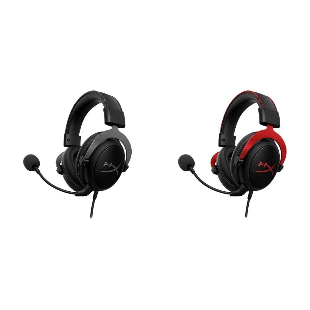 HyperX Cloud Ii Closed-Back Gaming Headset, Red Detachable & HyperX Cloud II Gaming Headset, Gun Metal