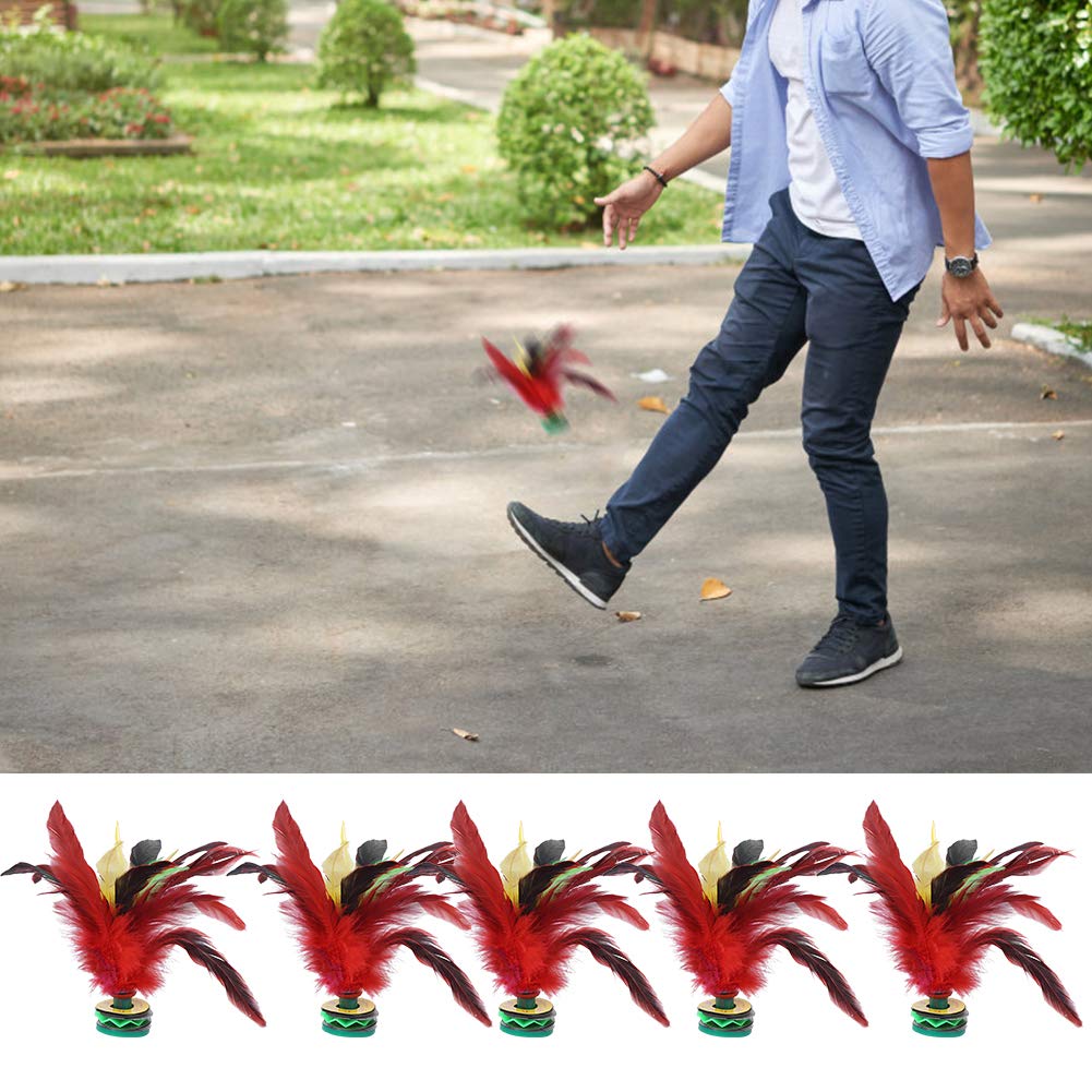 LAIONTY Chinese Manual Traditional Feather Shuttlecock, Color Kicking Shuttlecock for Foot Exercise
