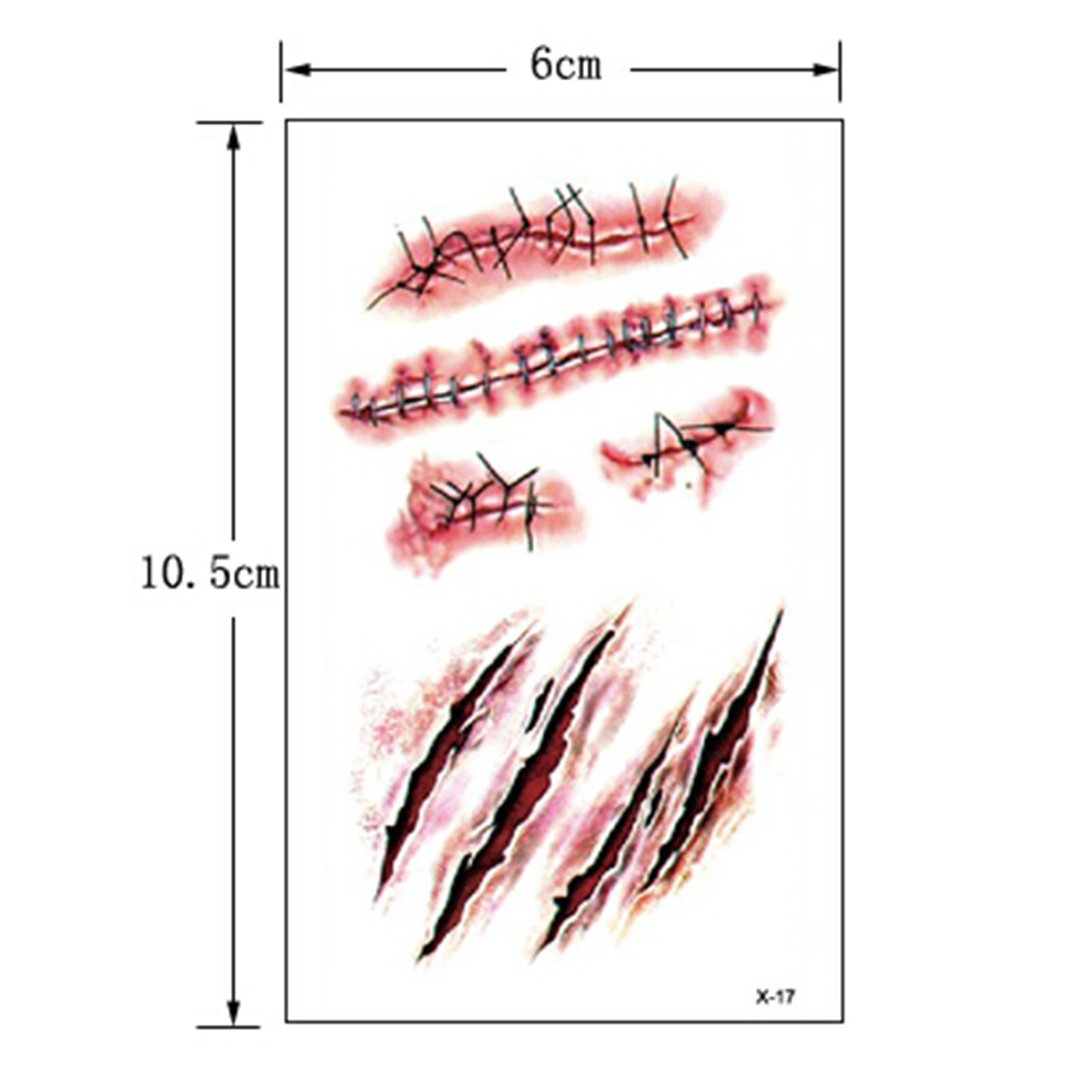KIPETTO 20Pcs Halloween Temporary Tattoo Stickers Horror Realistic Waterproof Fake Bloody Wound Stitch Stickers Makeup For Halloween Party Cosplay