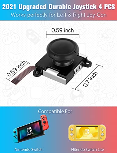 Joycon Joystick Replacement, 33 PCS Joycon Repair Kit, 4 Pack Joystick Analog Sticks Left/Right Thumb Sticks for Nintendo Switch Joy Con Controller, NS Repair Tool with Thumbstick Grips & Screws