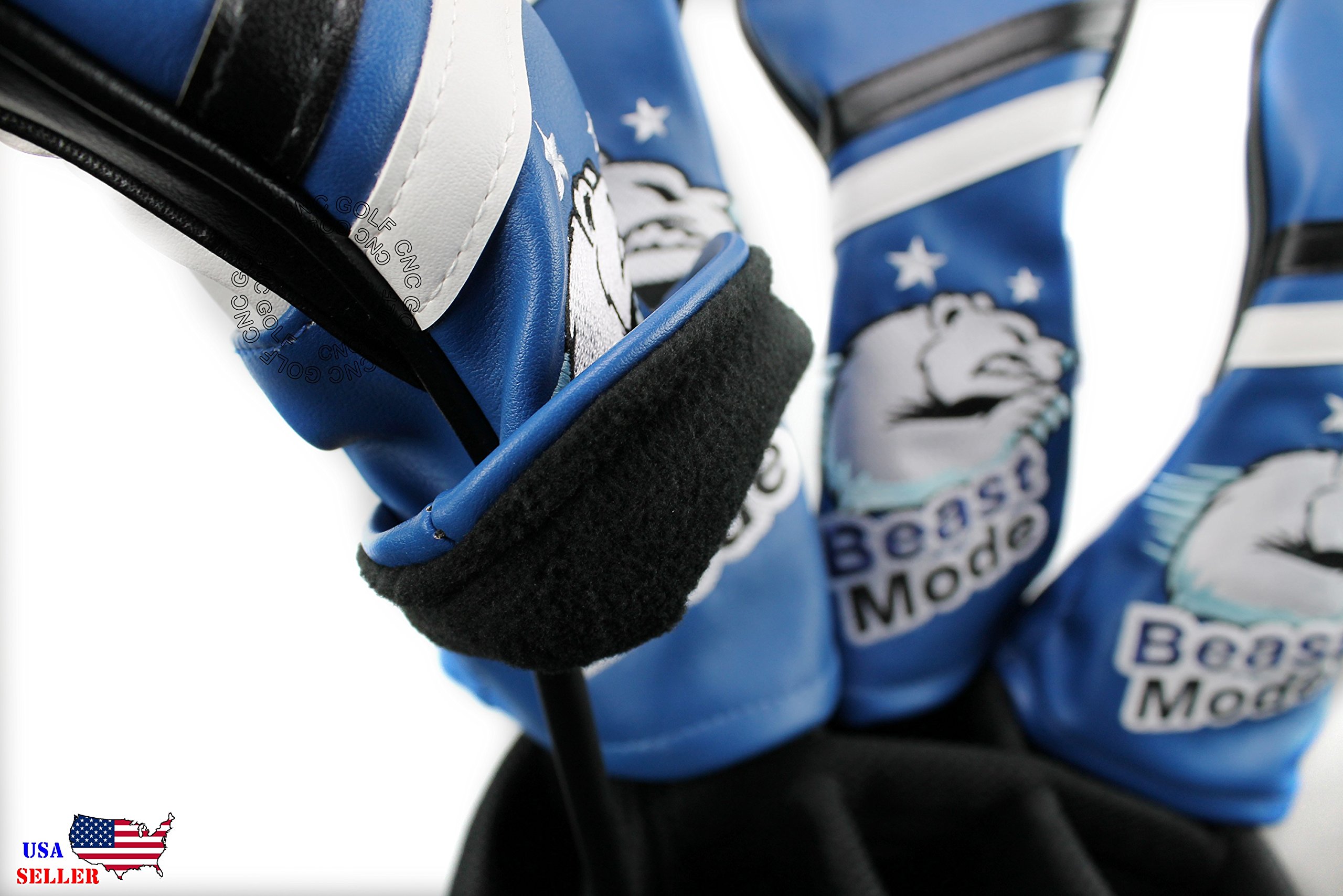 Guiote Beast Mode 1 3 5 H Golf Headcover Blue Vintage Retro Driver Fairway Wood Hybrid Cover