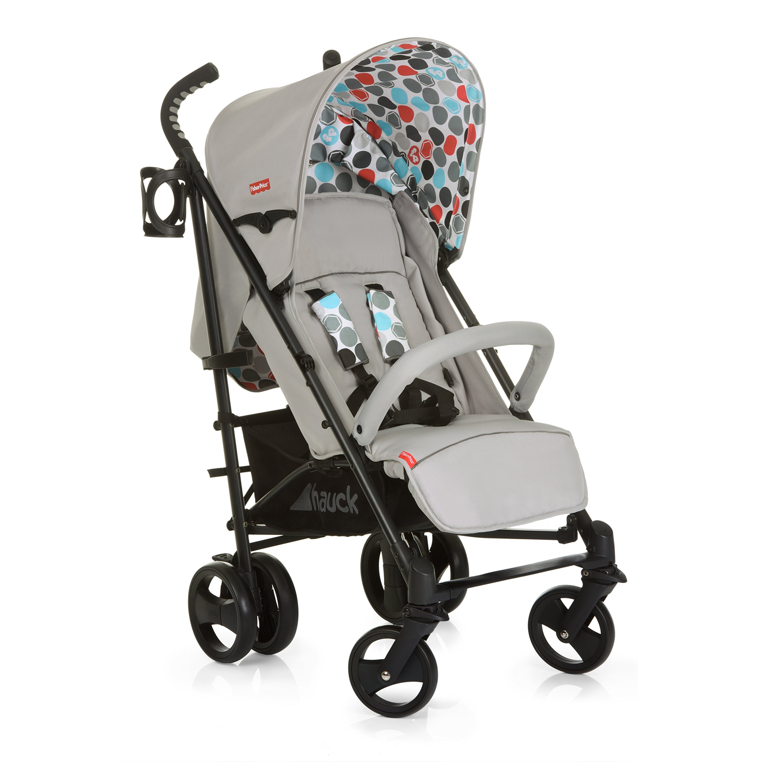 Hauck/Fisher Price Go-Guardian Venice Stroller/incl. Bottle Holder/extendable Canopy/Ergonomic Handles, Gumball Grey