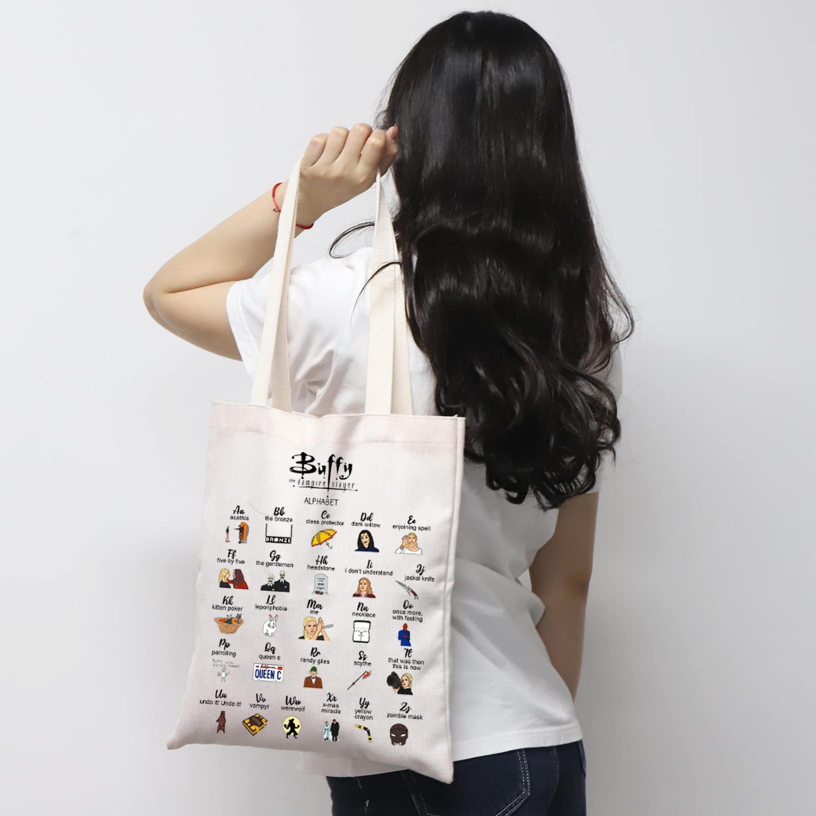 MNIGIU BTVS Tv Show Inspired Gift Buffy Vampire Gift Vampire Tote Bag BTVS Merchandise BTVS Fans Gift (Shopping bag)