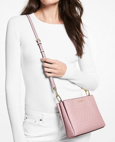 Michael Kors Trisha Leather Medium Triple Compartment Crossbody (Dark Powder Blush)