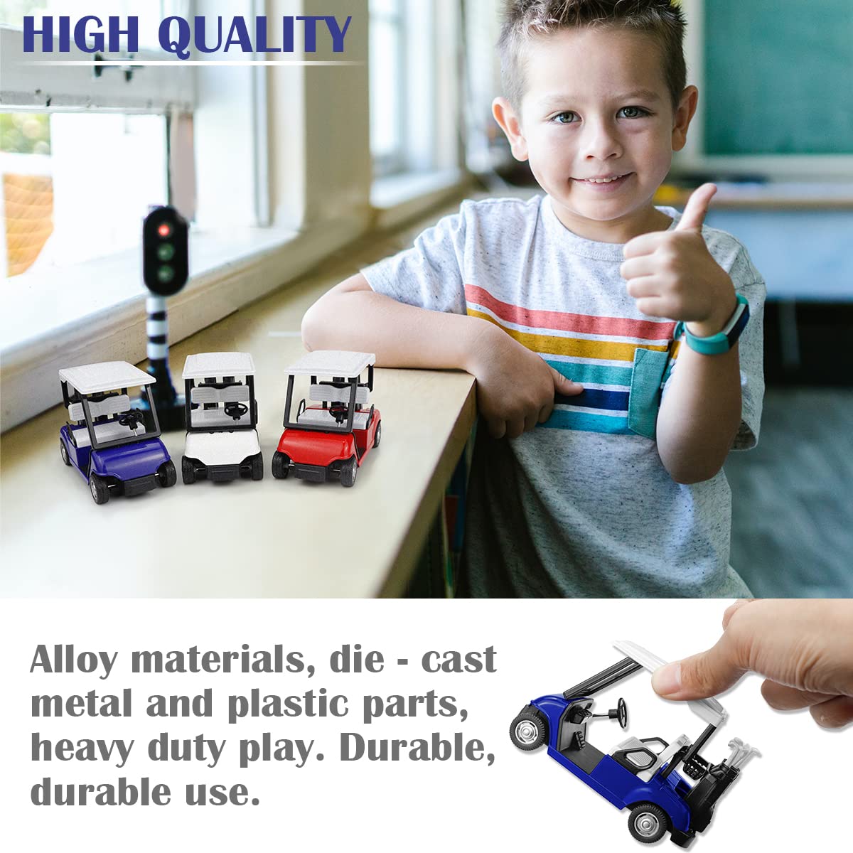 LNQ LUNIQI Golf Cart Model Diecast, Pull Back Action Golf Cart, Mini 1:20 Scale Golfcart Vehicle for Kids Party Favor Home Office Decor(Blue)