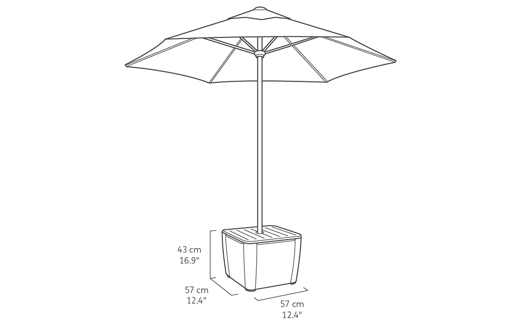Keter Patio Side Table with Umbrella Hole | Pool Umbrella Base Cover | Outdoor Furniture End Table | Small Coffee Table | No Tools Required Easy Assembly, Graphite