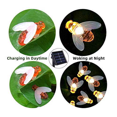 Joiedomi Solar String Lights 21ft 30 LED Waterproof Simulation Bees Decor for Christmas Home Party Garden Patio Xmas Outdoor Decor