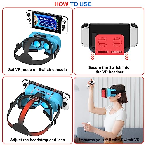 WinDrogon VR Headset, Designed for Nintendo Switch & Switch OLED Accessories for Switch VR Games, Labo VR and YouTube VR, VR Glasses with Adjustable Pupil Distance and Adjustable Switch Goggles Strapā¦