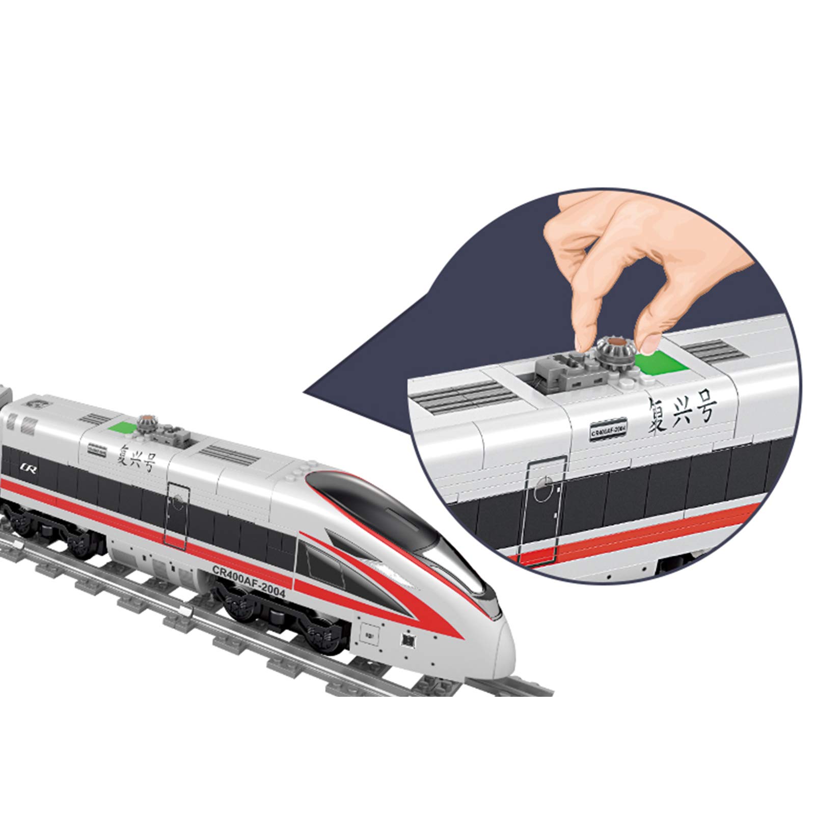 LOADS Technic Train, City Passenger Train Building Set with Railway Tracks, LED Lights and 5 Mini Figures, Locomotive Train Toy for Kids Compatible with Lego (647 Pcs)