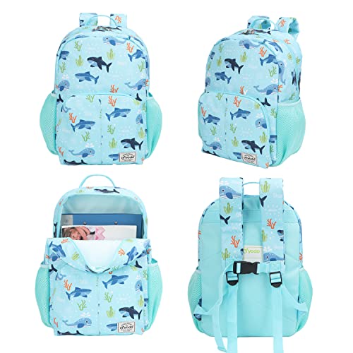 yodo Little Kids School Bag Pre-K Toddler Backpack - Name Tag and Chest Strap,Shark