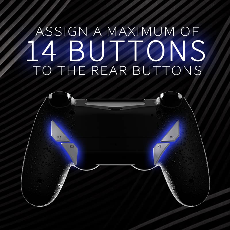 HEXGAMING NEW EDGE 4 Back Buttons & Interchangeable Thumbsticks & Hair Triggers Compatible with ps4 Modded Controller with Paddles - Bloodthirsty Zombie