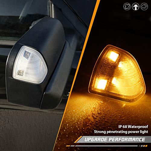 HERCOO LED Turn Signal Light Side Mirror Amber Lamps Right Tow Light Clear Cover Lens for 68302828AA 68302829AA Compatible with 2010-2018 Dodge Ram 1500 2500 3500 4500 5500