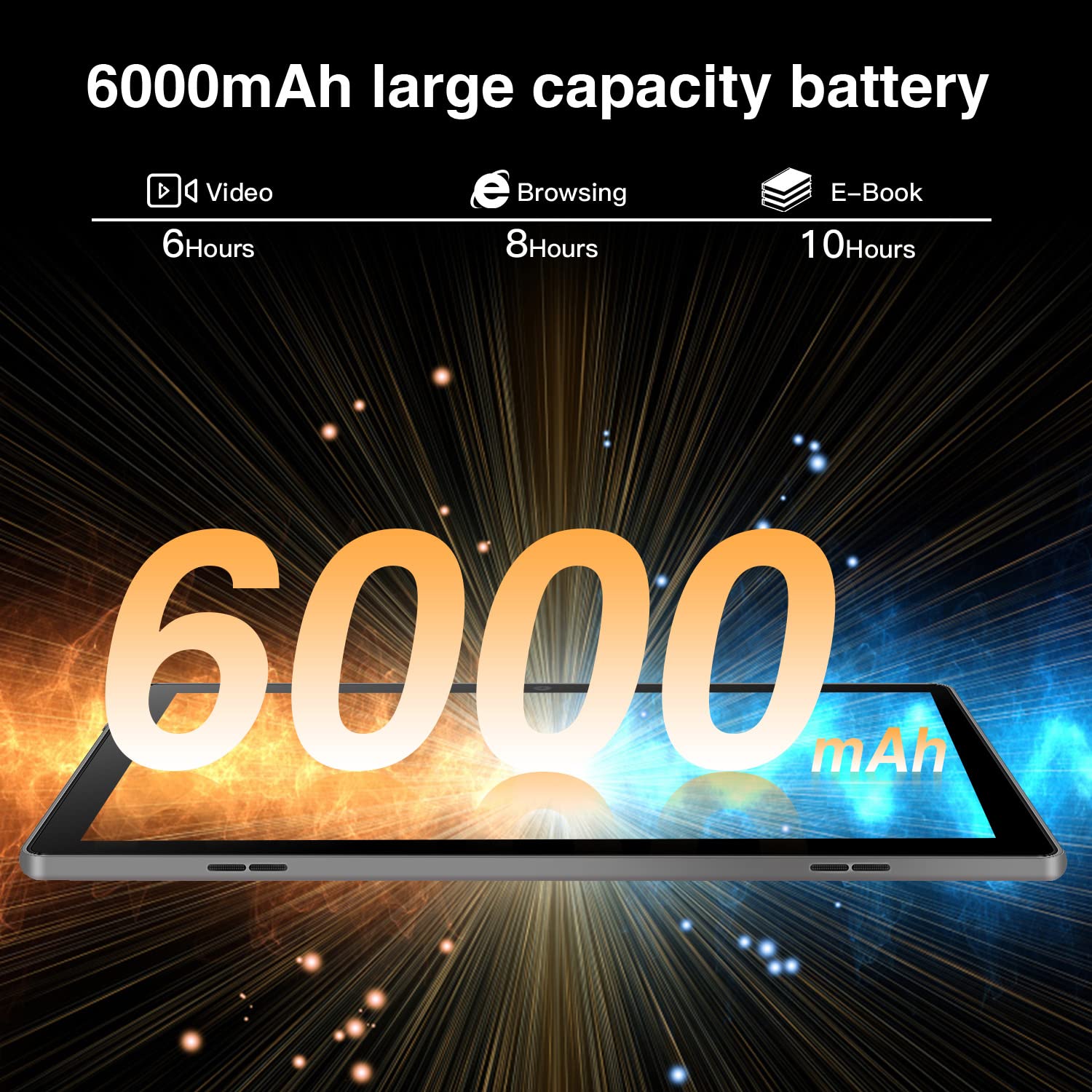 OUZRS Tablet 10.1 Inch Android 11.0 Go - 64GB ROM | 256GB Scalable 6000mAh Long Battery Life Tablets GMS Certified | 5MP Camera WiFi FM Bluetooth (Gray) (Grey)
