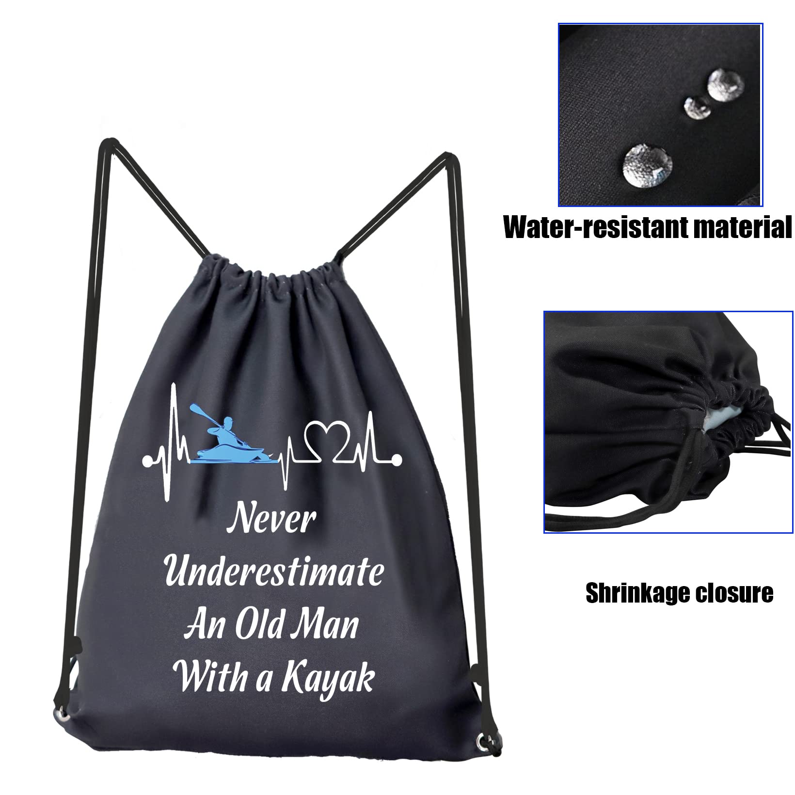 JYTAPP Kayaking Gift Drawstring Backpack Bag Mens Kayak String Bag Sports Sackpack Gym Sack Gifts for Kayakers Men