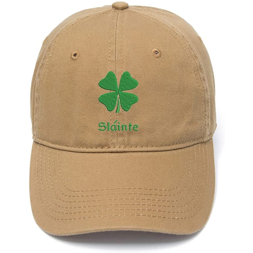 Lyprerazy Men's Baseball Cap Slainte Shamrock Embroidery Hat Cotton Embroidered Casual Baseball Caps (Beige,7)