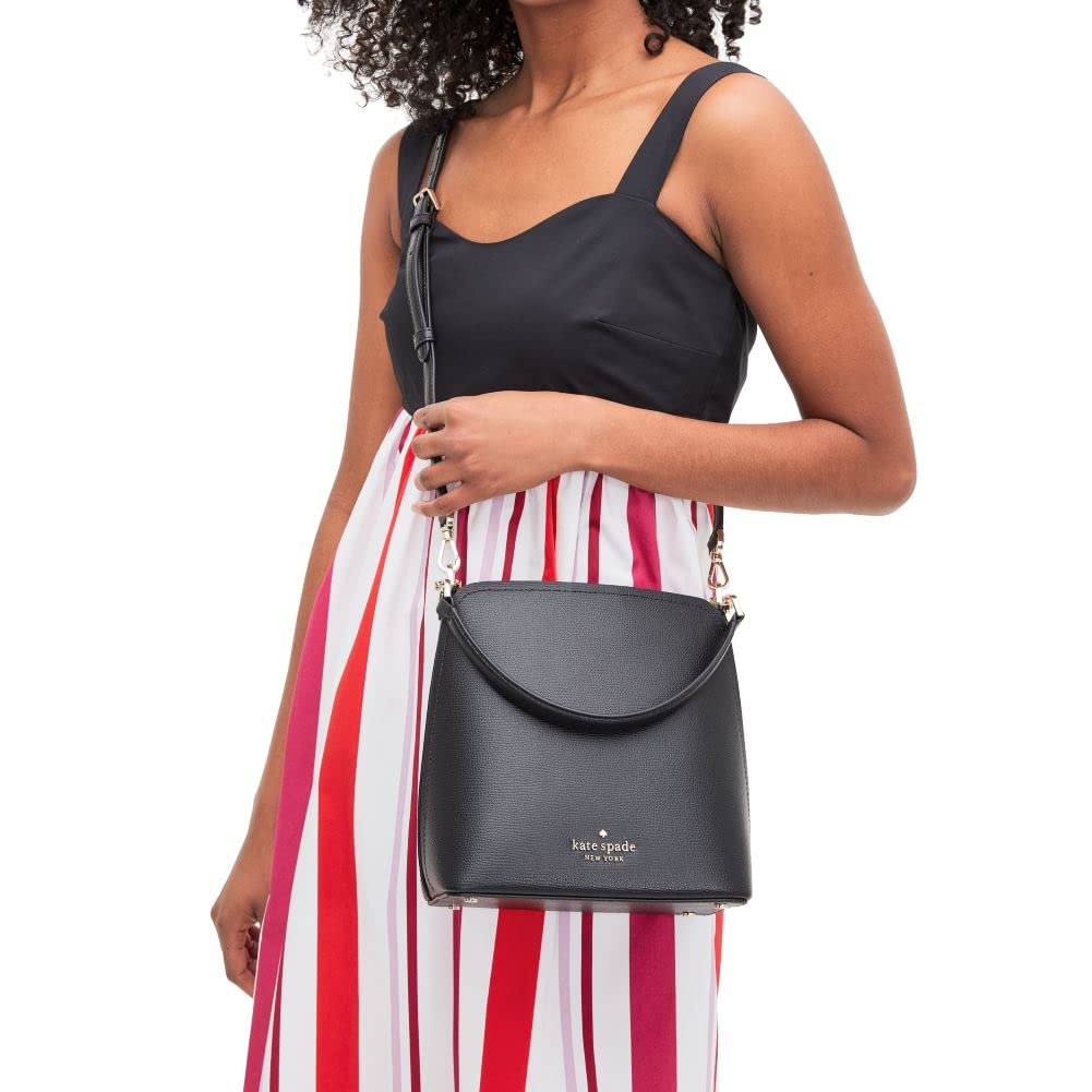 KATE SPADE DARCY SMALL BUCKET CROSSBODY SHOULDER LEATHER BAG IN BLACK
