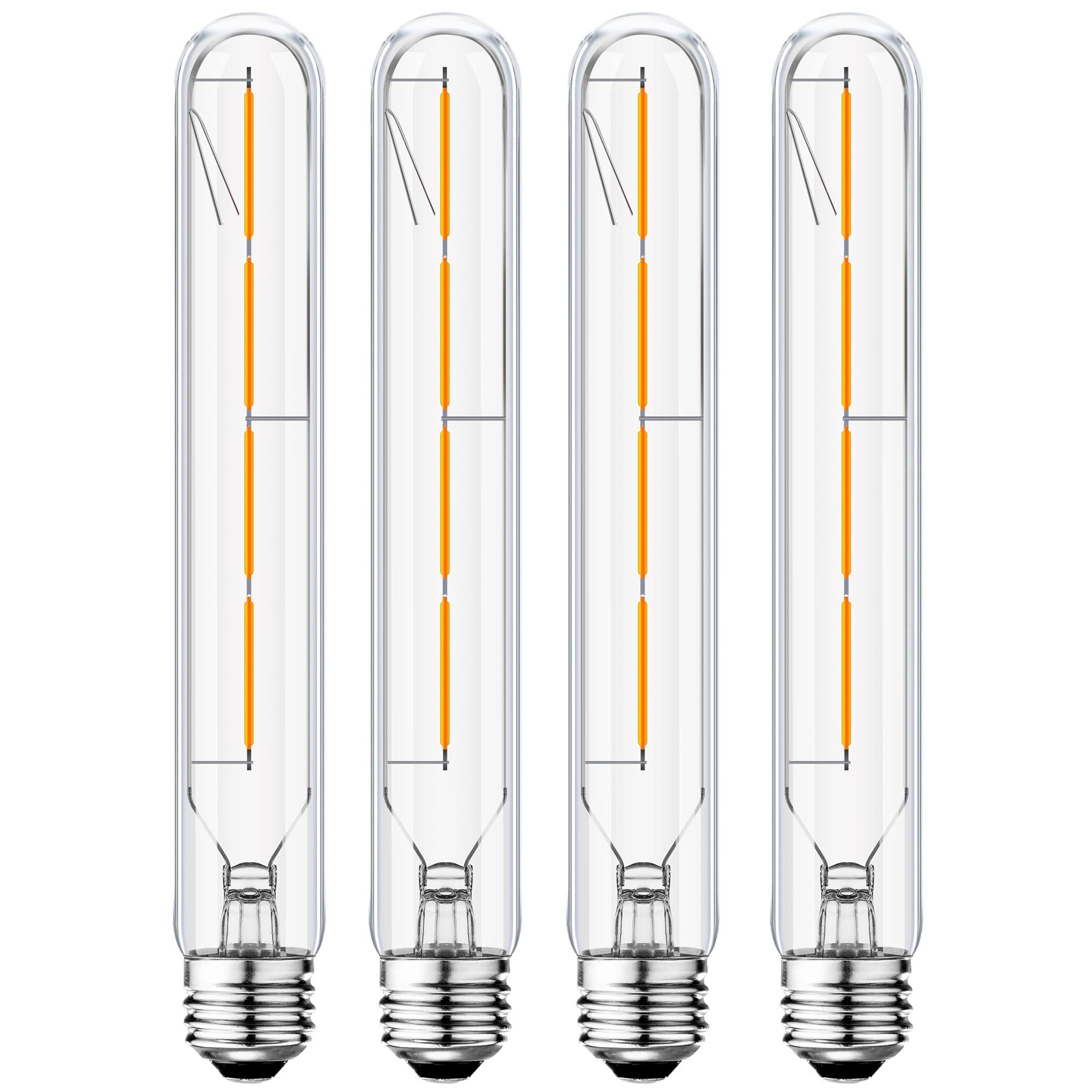 LED Tube Bulbs,Soft White 3000K,T10 Dimmable LED Filament Bulb,8.9in Tubular Edison Light Bulbs 4W Dimmable Tube Vintage Led Bulbs 40 Watt Equivalent,E26 Medium Base Lamp (4-Pack)