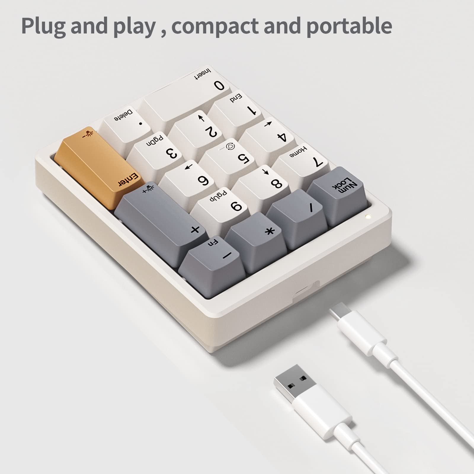 Kisnt Number Pad, Mechanical Numpad Wired USB Standard 17 Keys Numeric Keypad with PBT Keycaps White Backlit Keypad for Laptop PC TKL Keyboards (Red Switch)