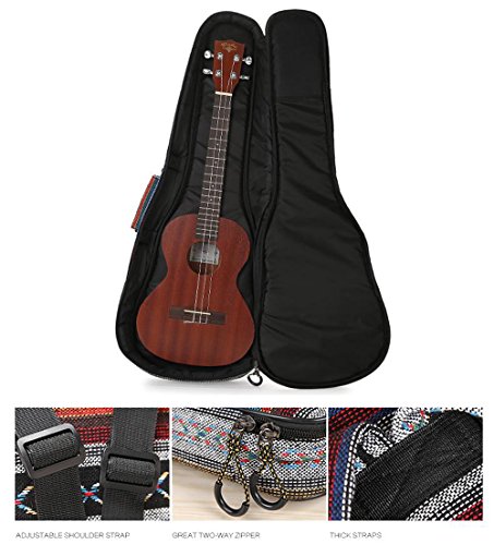HOT SEAL® 10MM Adjustable & Comfortable Durable Ethnic Ukulele Case Bag Bohemia style (21in, Bohemia NO.3)