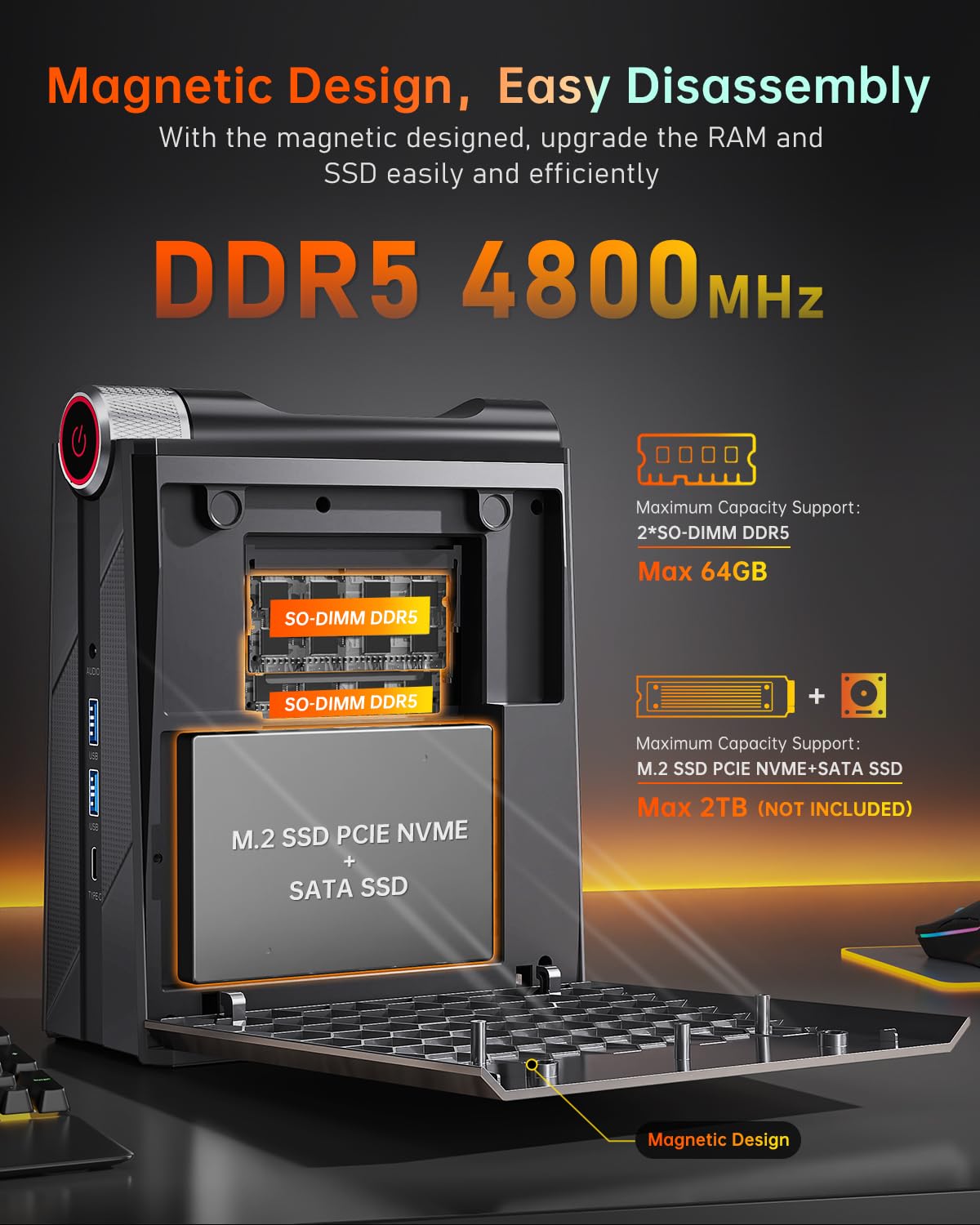 KAMRUI Mini PC,Intel Core i7-12650H Mini Desktop Computer,Mini Computer Tower PC,Dual Channel 32GB DDR4 512GB NVMe PCIe 3.0 X4 SSD,4K Triple Display,WiFi 6,BT 5.2 for Office Home Business
