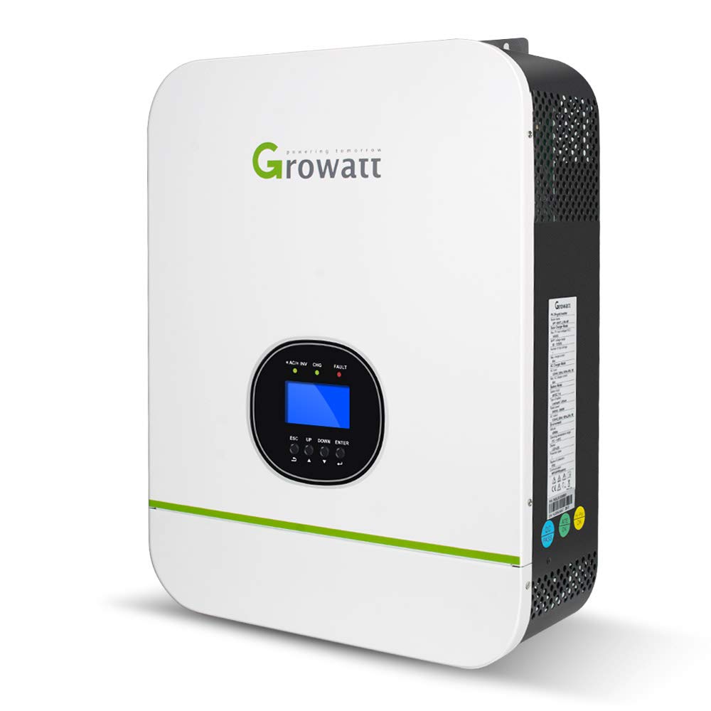 IXAER 24V 3000W Split Phase Solar Inverter Growatt 80A MPPT Solar Charge Controller 120V Supports Li Ion and Lead Acid (Ship from USA) (24V Inverter)