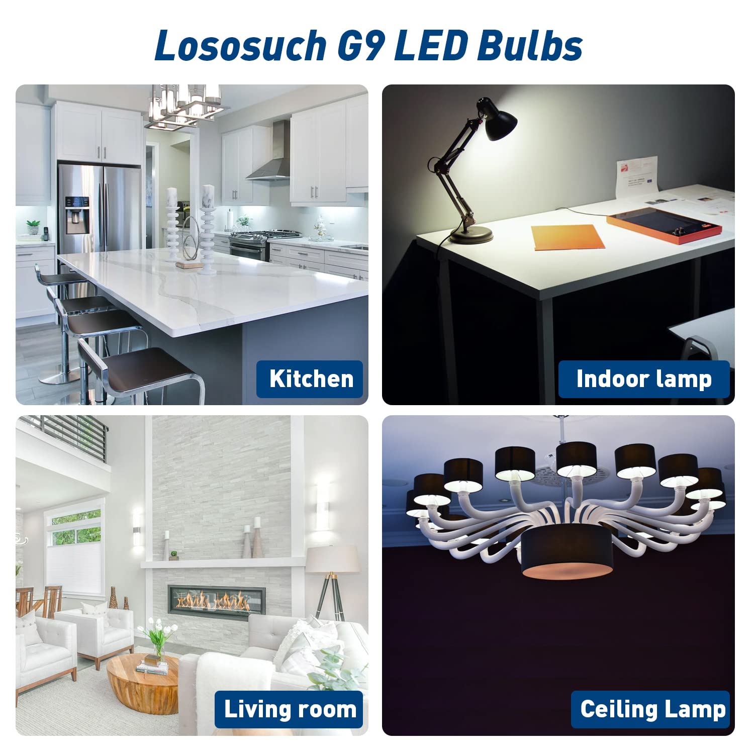 Lososuch Dimmable G9 LED Bulb 6000K Daylight, 3W G9 Base Chandelier Light Bulb Daylight White,20W 25W 30W Halogen Replacement G9 Bi Pin Base,120V 360°Beam 4-Pack