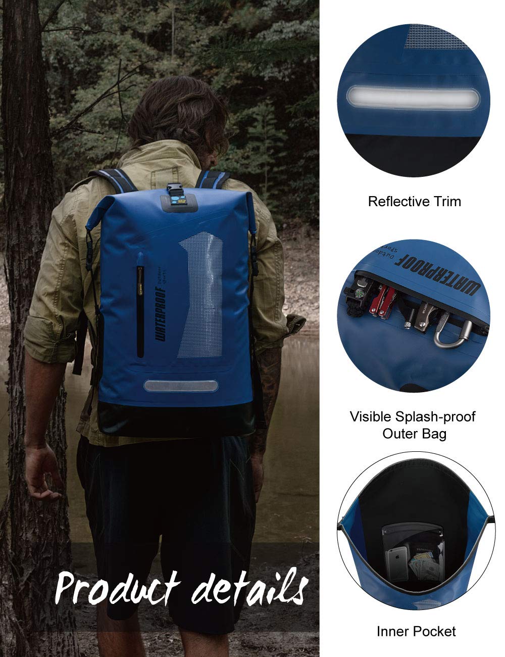 IDRYBAG Waterproof Backpack Dry Bag 20L/30L/40L, Floating Dry Backpack Waterproof for Men, Dry Sack Waterproof Bag for Backpacking Kayak