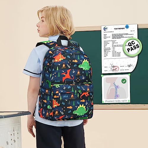 ZHT Dinosaur Backpack For Boys, Cute Lightweight Waterproof Preschool Kids Backpack, Kindergarten Nursery Travel Bag With Chest Strap