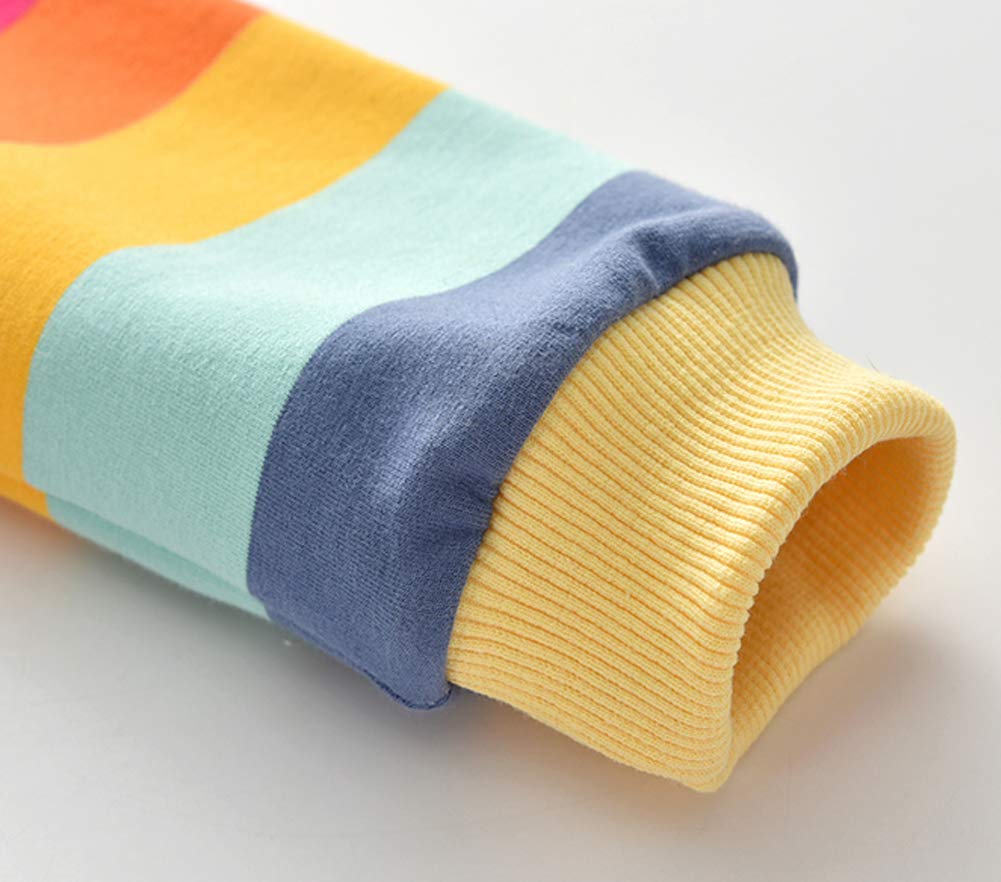 Julerwoo Toddlers Rainbow Zipper Sweatshirts Hoodie Stripes Cotton Outft (5T,Rainbow)