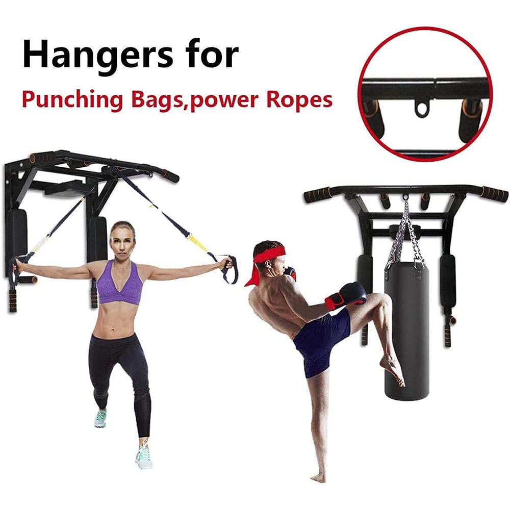 KDFJ Wall Mounted Pull Up Bar, Chin Up bar, Multifunctional Dip Station Indoor Home Gym Workout, Power Tower Set Training Equipment-Black