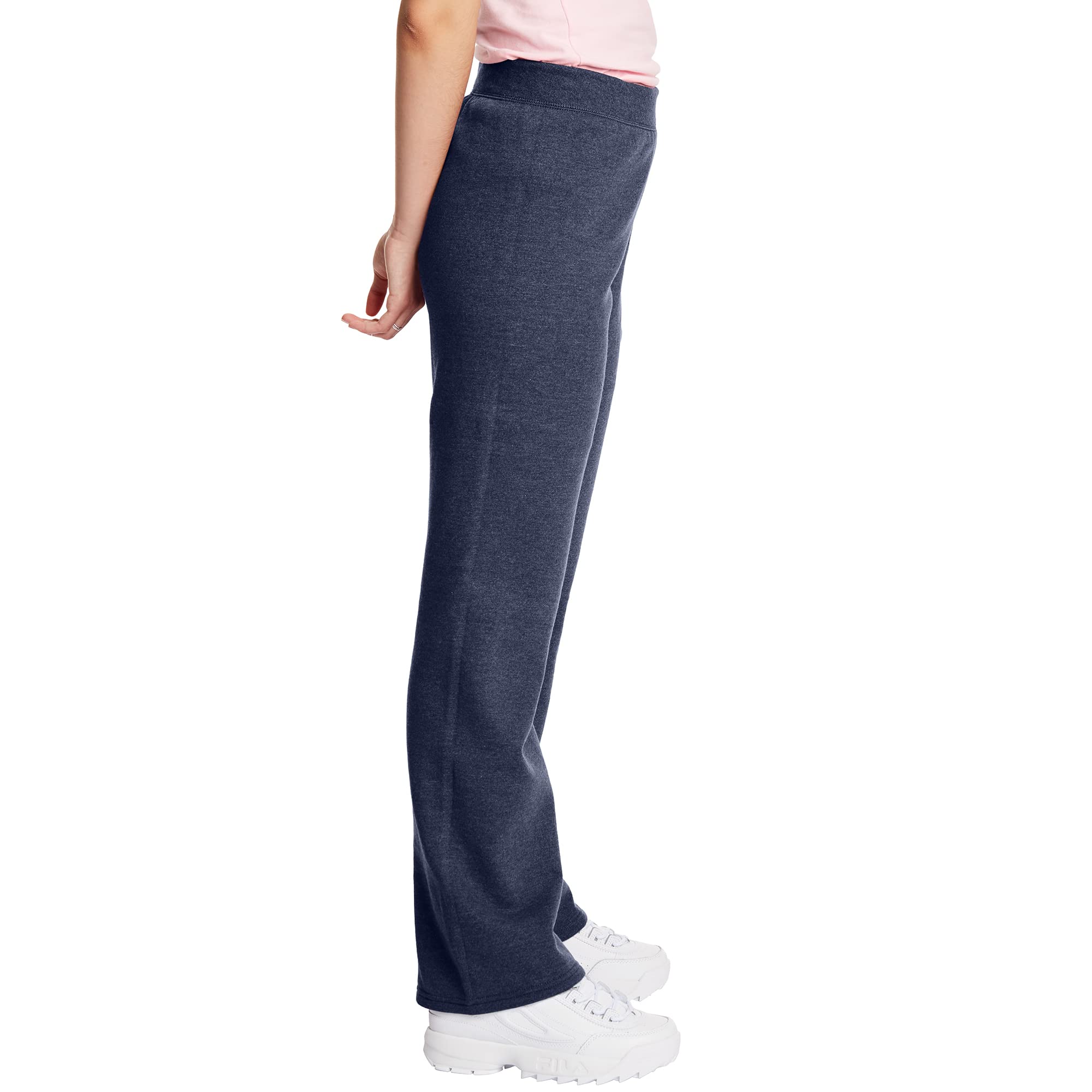 Hanes ComfortSoft EcoSmart Women's Open Bottom Leg Fleece Sweatpants, Navy Heather, Large