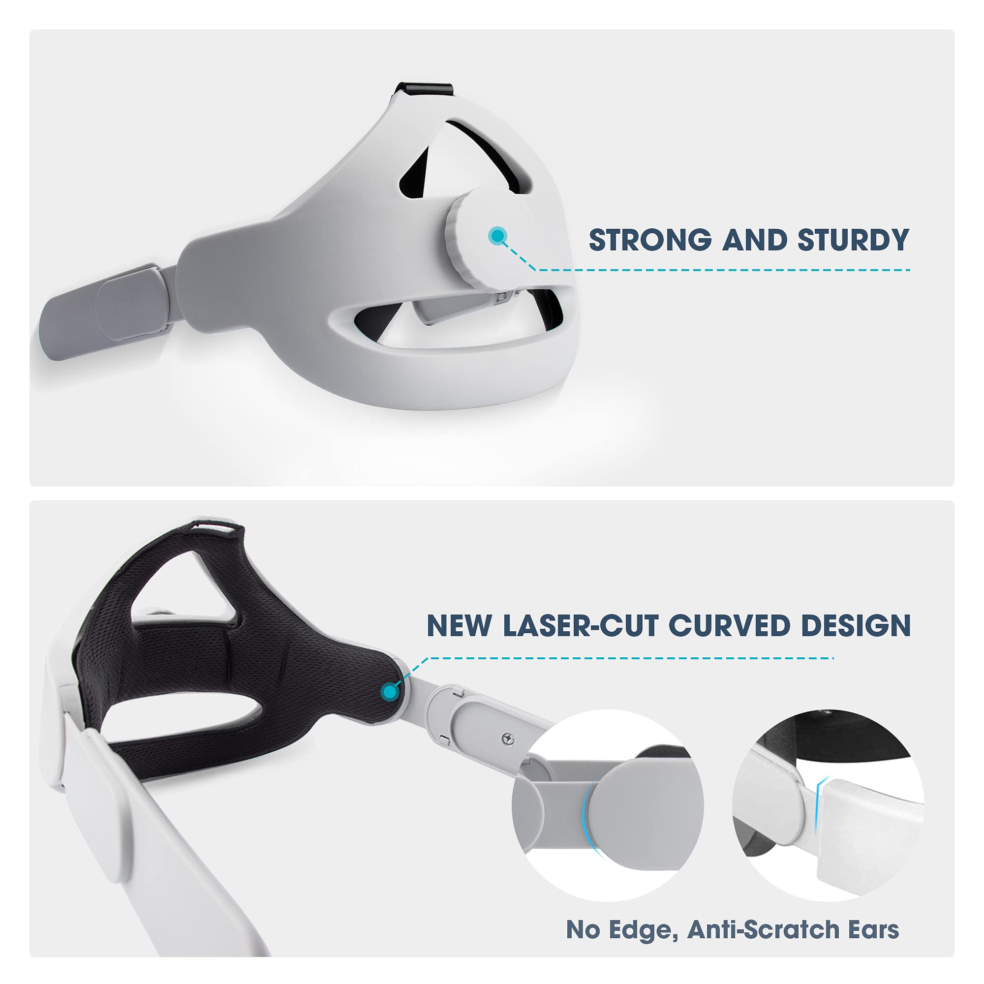 Lingtoolator us Quest 2 Elite Strap Replacement - New Curved Design Adjustable Oculus Quest 2 Head Strap, Durable and Lightweight Oculus Quest 2 Accessories for Support and Comfort in VR Gaming