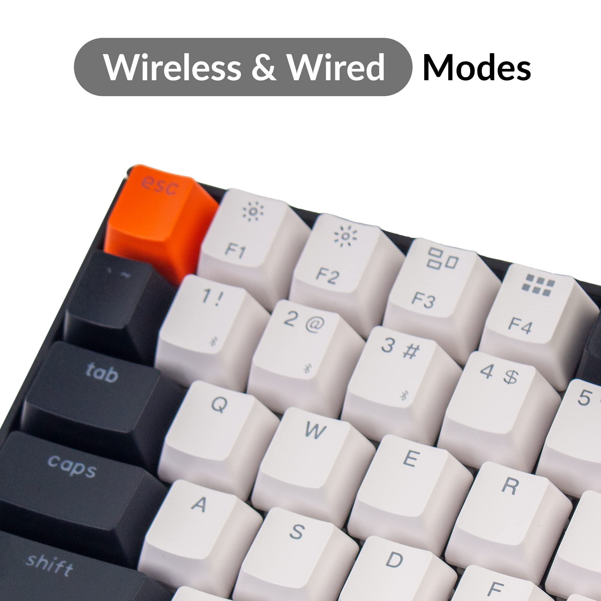 Keychron K2 75% Layout Hot-swappable Bluetooth Wireless/USB Wired Mechanical Keyboard with Gateron G Pro Red Switch/Double-Shot Keycaps/RGB Backlit 84 Keys Computer Keyboad for Mac Windows Version 2