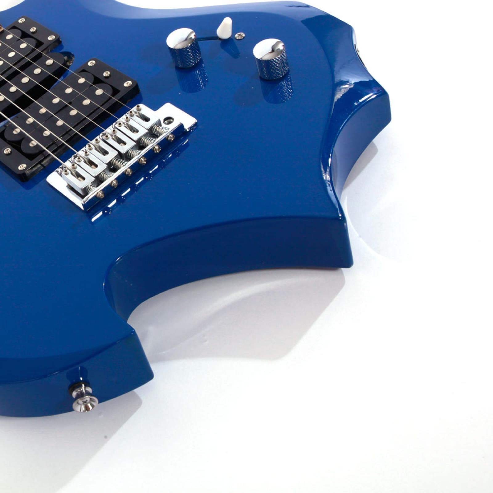 LEADZM Flaming Electric Guitar HSH Pickup Bag Strap Paddle Rocker Cable Wrench Tool Dark Blue