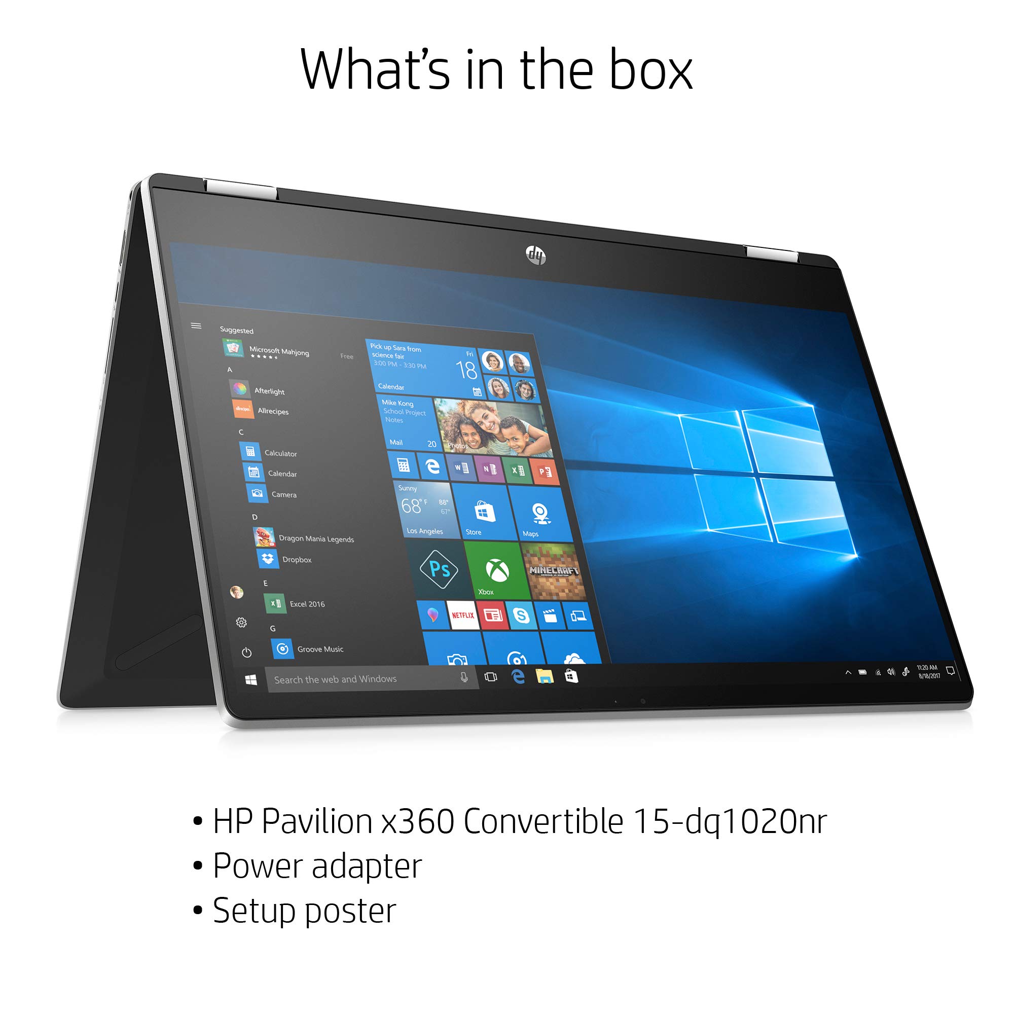 HP Pavilion x360 15 2-in-1 Convertible Laptop, Intel Core i5-10210U, 8 GB RAM, 512 GB SSD Storage, 15.6-inch HD Touchscreen Display, Windows 10 Home (15-dq1020nr, 2020 Model)