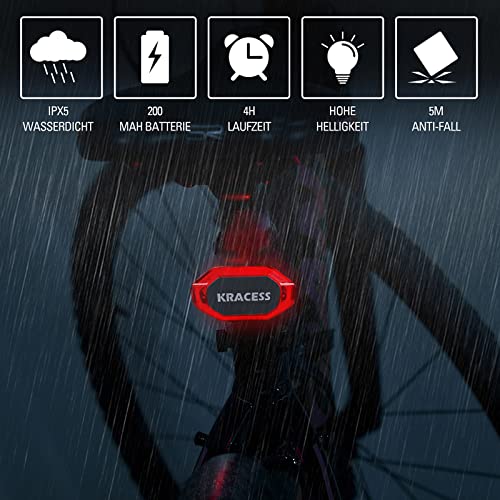 KRACESS KRS-K1 Bike Tail Light Turn Signals Smart Bicycle Rear Remote Control Light Turn Signals Cycling Safety Warning Brake Light (KRS-D1)