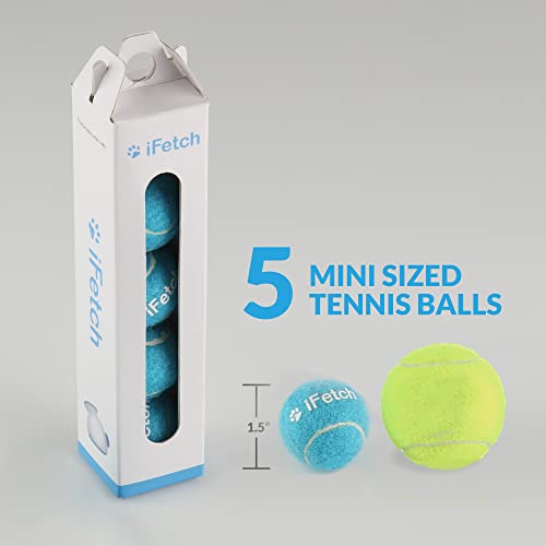 iFetch Mini Tennis Balls for Small and Medium Dogs, Toy Ball 5 Pack, Use Automatic Launcher Frenzy Brain Game, Blue, 1.5 Inch Diameter