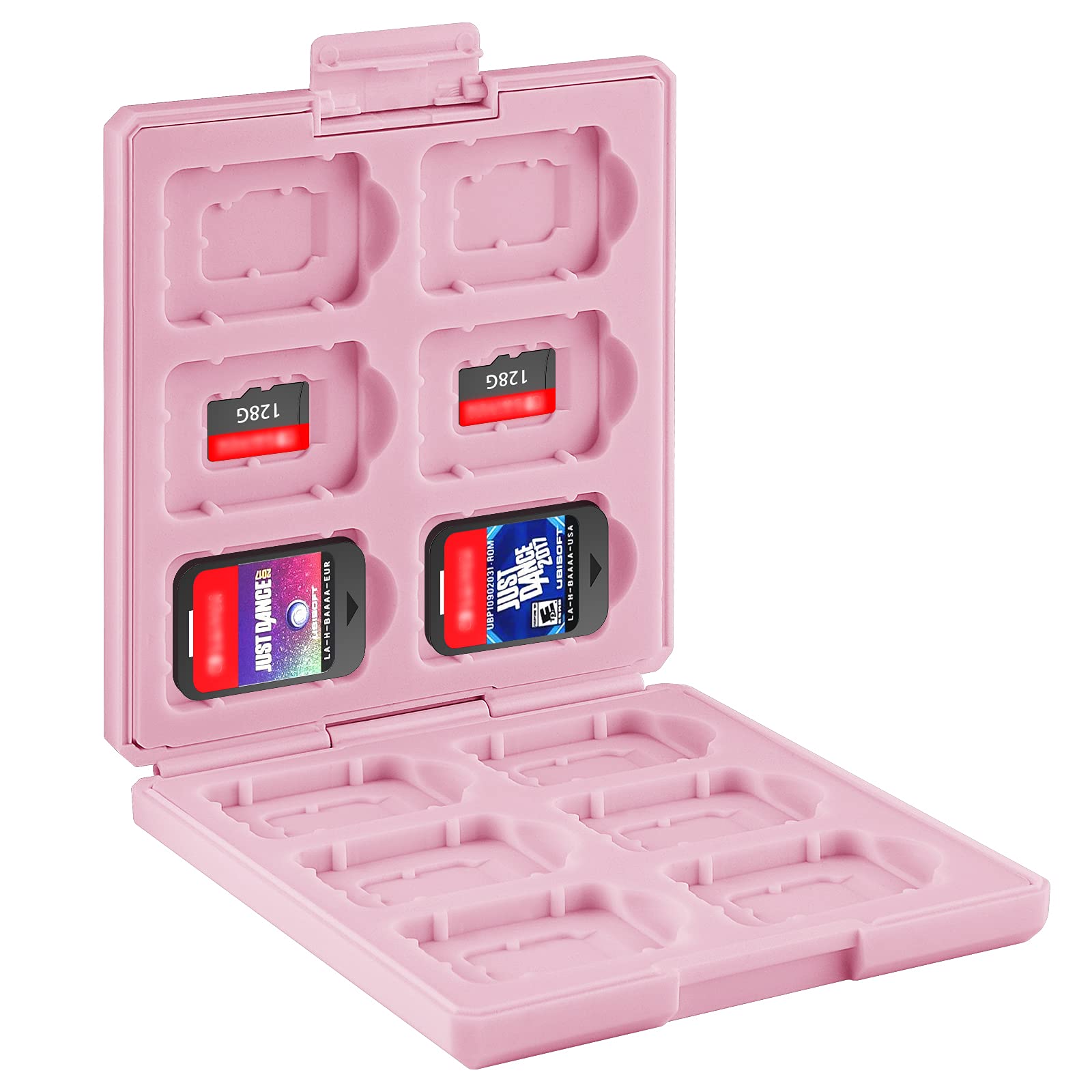 Linkidea Game Card Case Compatible with Nintendo Switch NX /NS, Hard Shell Protective Storage Carrying Box with 12 Card Slots and 12 Micro SD Card Holders (Pink)