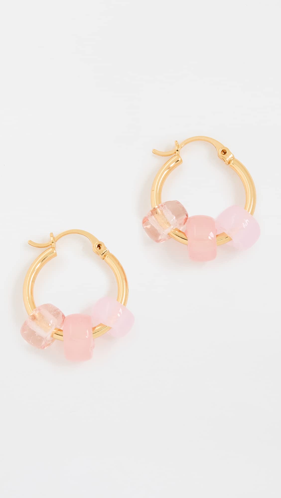Loeffler Randall Women's Multi Bead Stone Hoop, Gold/Pink Multi, One Size