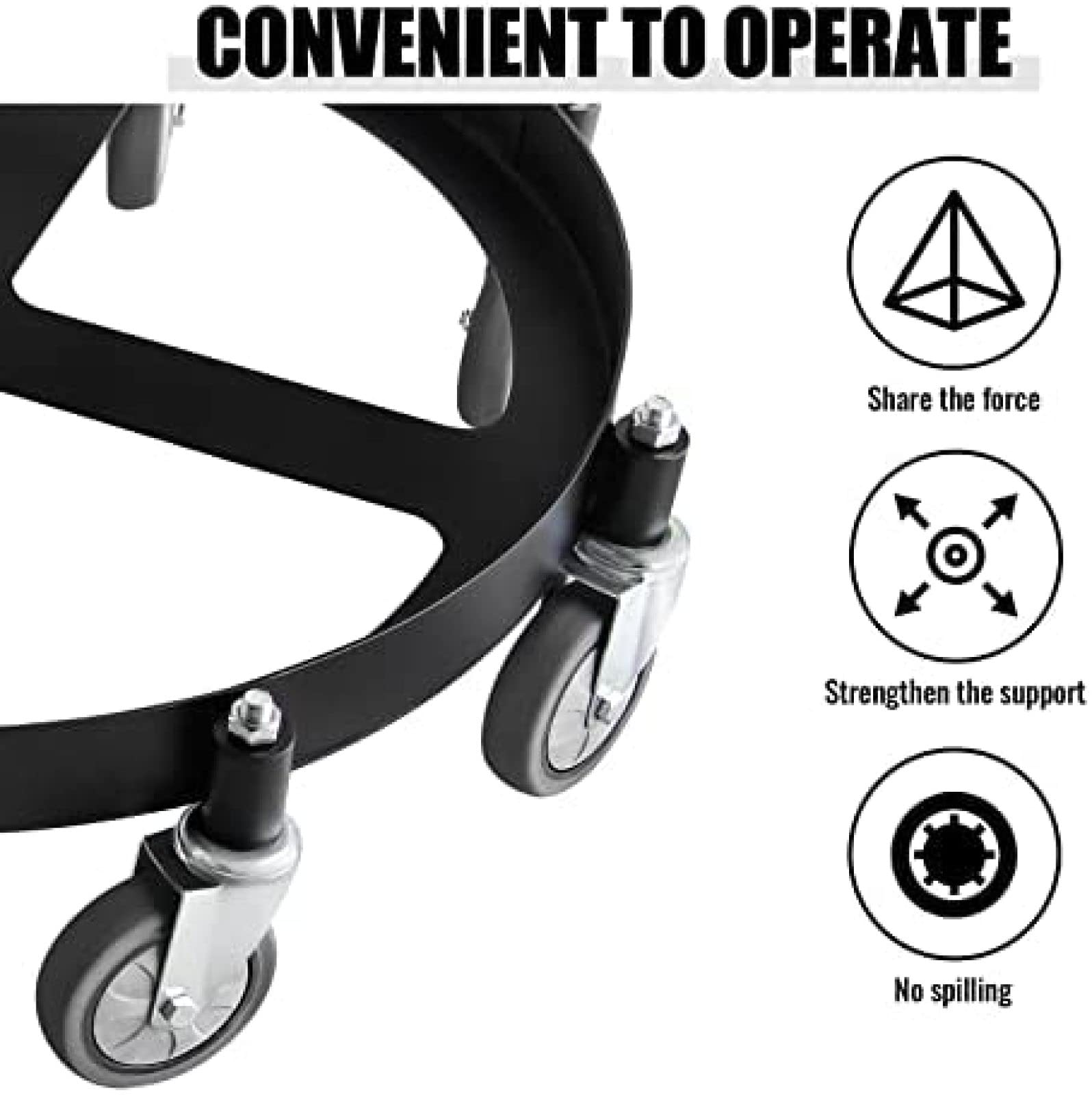 Heavy Duty Drum Dolly 8 Swivel Caster Wheel 55 Gallon Steel Frame, Grease Drum Dolly with 2000 lbs Capacity Anti-Tipping for workshops and Warehouses