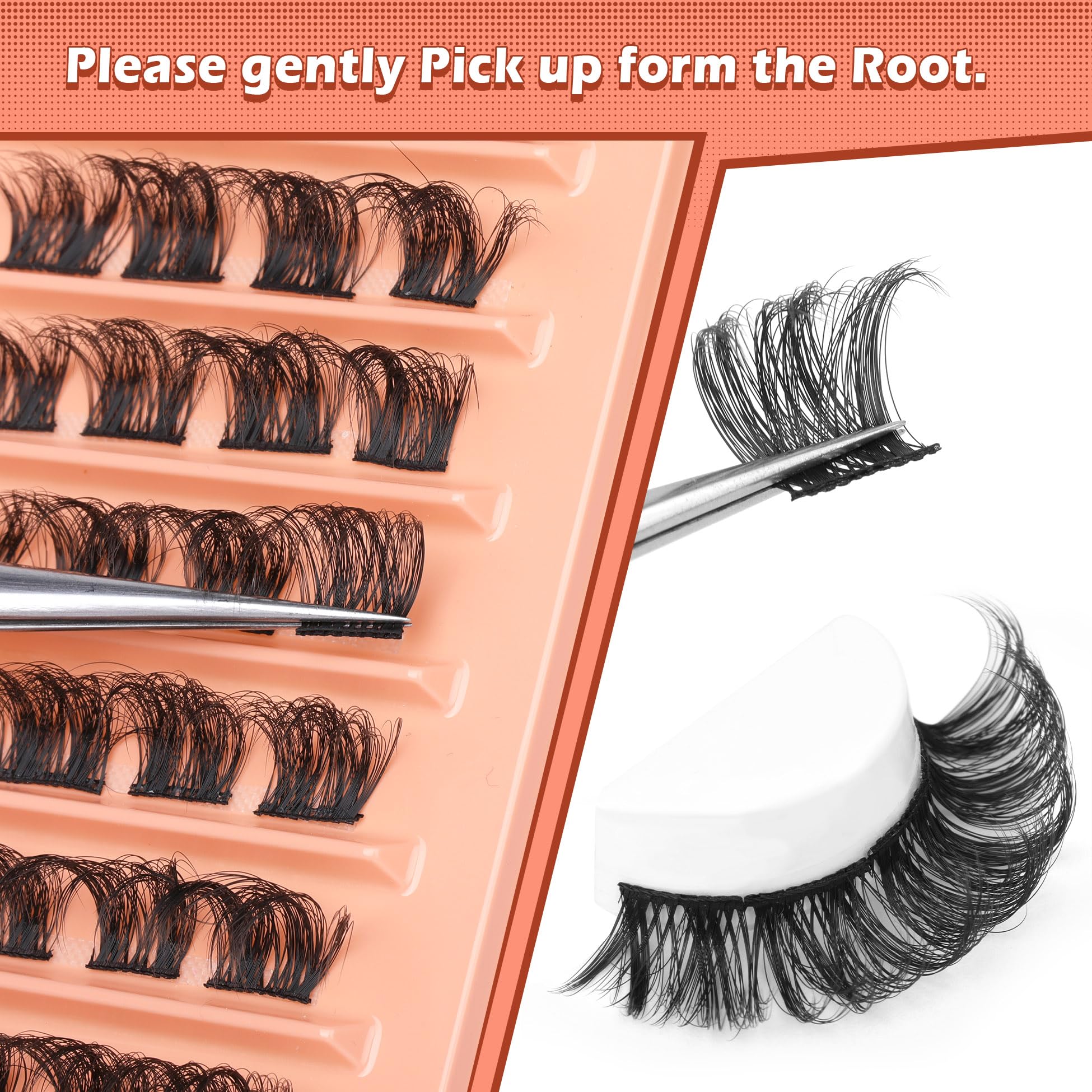 Lash Clusters Wispy DIY Eyelash Extension Individual Lashes 7-15MM D Curl Fluffy Cat Eye Lash Clusters Extension 9 Pairs 72Pcs Self Application at Home by JIMIRE
