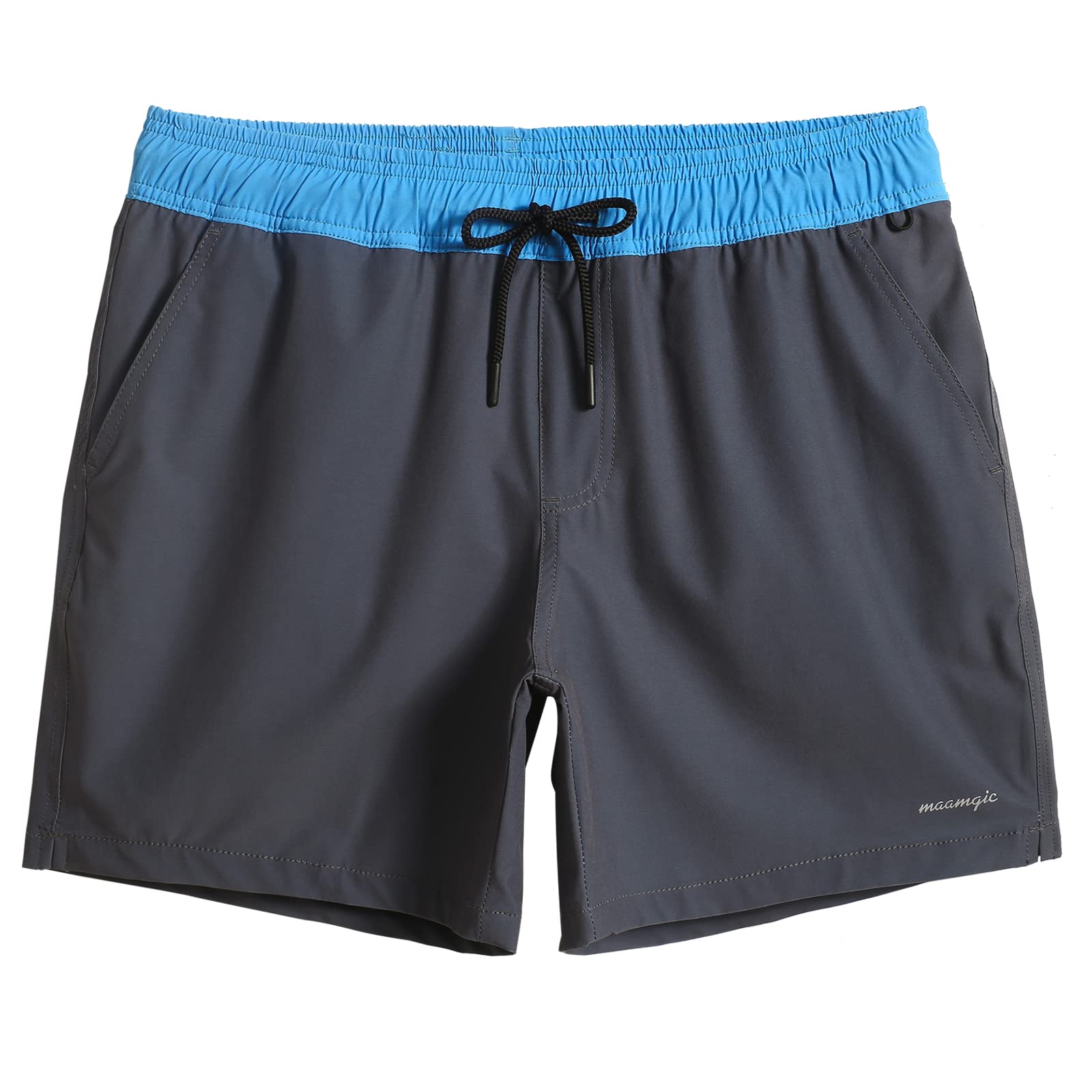 maamgic Workout Shorts for Men 5 Inch Gym Running Shorts Mens Stretch Quick Dry Athletic Shorts with Mesh Pockets Blue Black Large