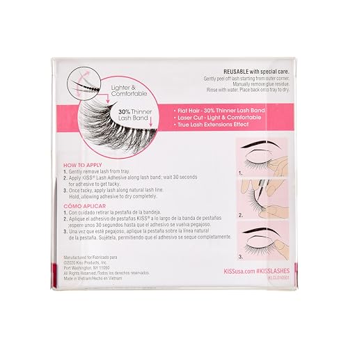KISS Lash Couture Luxtension, False Eyelashes, Russian Volume', 16 mm, Includes 1 Pair Of Lash, Contact Lens Friendly, Easy to Apply, Reusable Strip Lashes