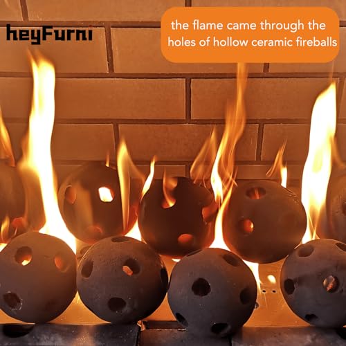Heyfurni 10pcs Ceramic Fire Balls, 3 in Black Firepit Balls for Indoor/Outdoor Gas, Propane Fireplace, Fire Bowl, Fire Pit Accessories
