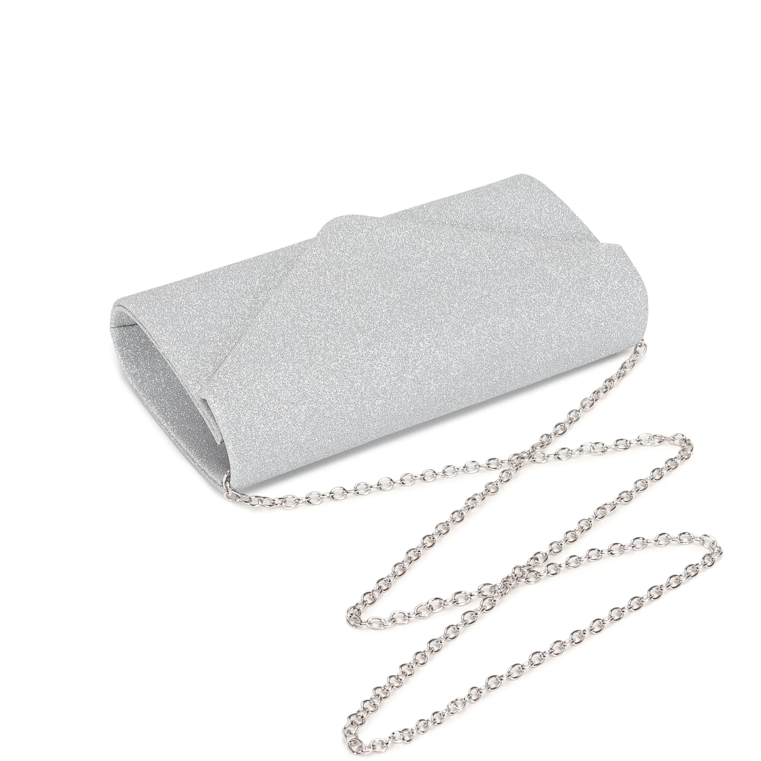 Leanoria Bling Envelope Evening Clutch Purses Sparkling Shoulder Crossbody Chain Bag for Party Wedding Prom (Silver)