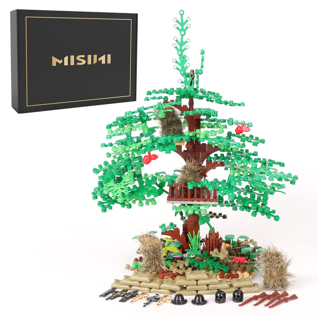 MISINI Military Secret Watchtower Building Block Set, WW2 Army Battle Scene Building Kit Included WW2 Weapon Pack Bricks Toys, Army Gear Combat Accessory Pack,Compatible with Lego
